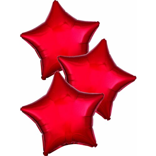 Набор воздушных шаров Anagram звёзды Металлик, Красный, 46 см, 3 шт