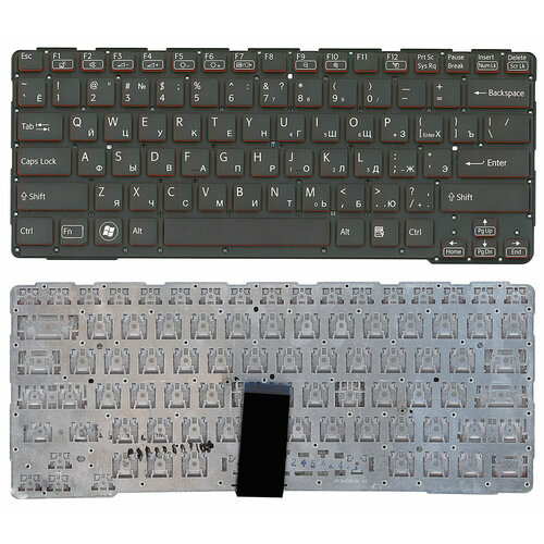 Клавиатура для Sony Vaio SVE14A1S1RW. RU3 черная с красным без рамки