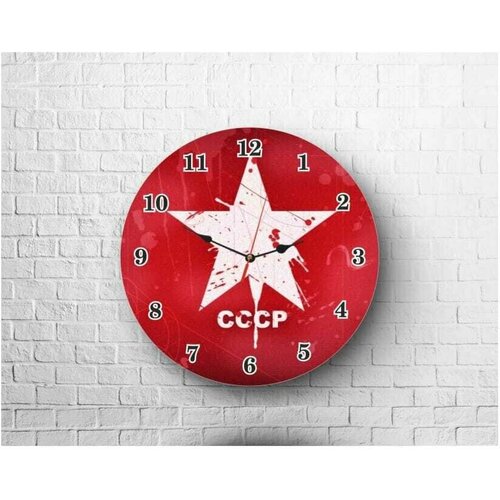 Часы настенные MIGOM круглой формы, диаметр 20 см, с принтом "СССР" - 10