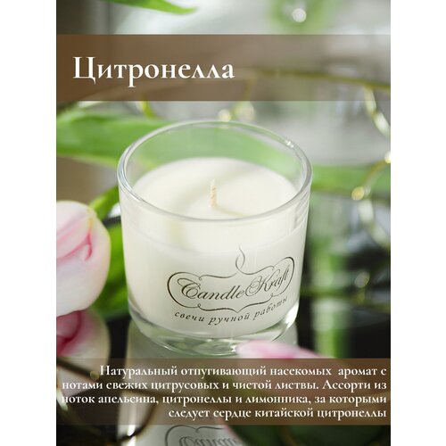 Свеча интерьерная ароматическая в стеклянном стакане CandleKraft Citronella Aroma Mini Цитронелла от комаров