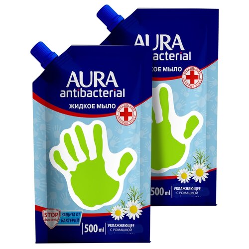 AURA / Набор Антибактериальное жидкое мыло ромашка 2 уп х 500мл