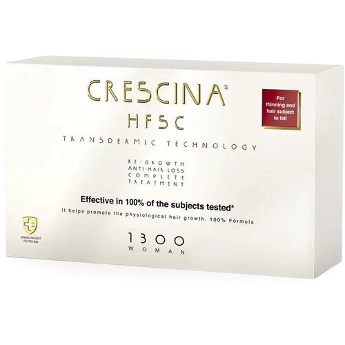 Crescina Комплекс против выпадения и для роста волос у женщин Transdermic HFSC 100% Complete Treatment (Re-Growth + Anti-Hair Loss) 1300/ 20 х 3,5 мл