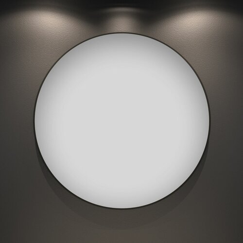 Настенное зеркало в ванную Wellsee 7 Rays' Spectrum 172201760 : влагостойкое круглое зеркало 95 см с черным матовым контуром