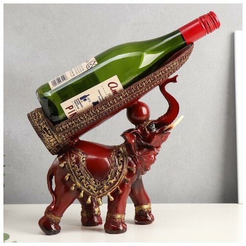 Сувенир подставка под бутылку полистоун "Слон с попоной с кисточками" 29х28х10,5 см