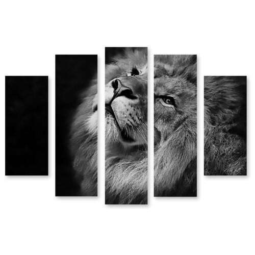 Модульная картина на холсте "Чёрно-белый лев" 170x125 см