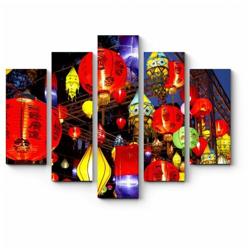 Модульная картина Волшебный свет китайских фонариков, Гонконг 95x76