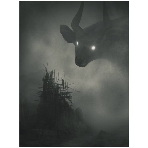 Постер / Плакат / Картина Темное фэнтези - Бык 90х120 см в подарочном тубусе