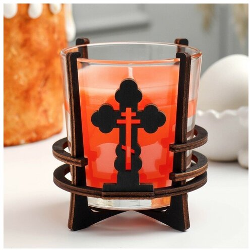 Свеча пасхальная в стакане ароматическая "Православный крест", 10х9,5 см, 290 г, цитрус