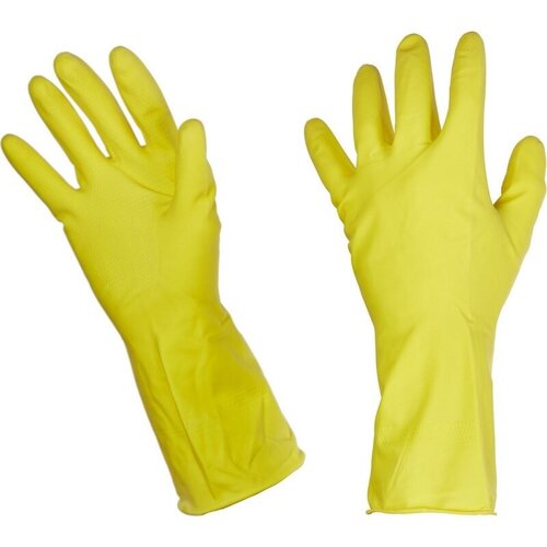 Перчатки резиновые PACLAN Professional, хлопковое напыление, желтые, размер XL (латекс)