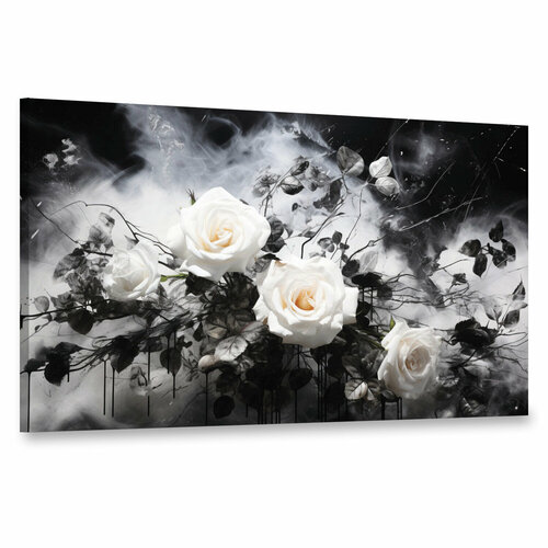 Интерьерная картина 100х60 "Розы в зарнице"