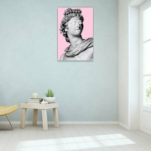 Картина на холсте 60x90 Альянс Лес "Статуя Аполлон розовый" на подрамнике / интерьер/ декор