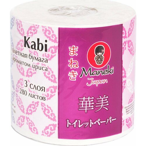 Maneki Туалетная бумага Kabi 3 слоя 39.2 м гладкая белая с ароматом Ириса 1 рул