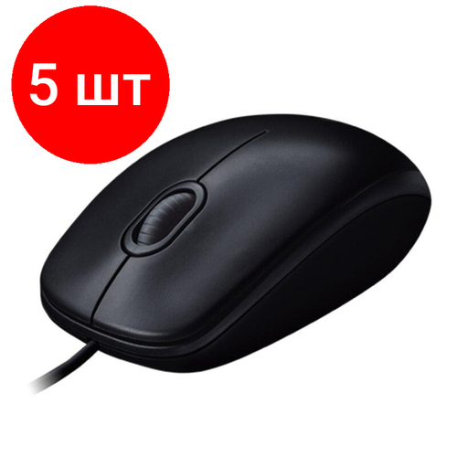 Комплект 5 штук, Мышь компьютерная Logitech M100 Dark/Grey 910-005006 проводная