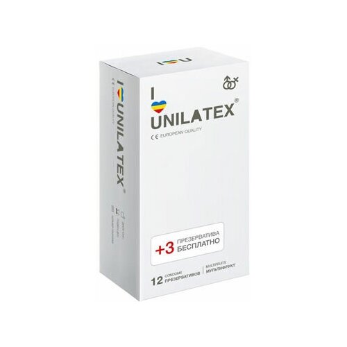 27511 Unilatex Multifruits. Презервативы ароматизированные. Упаковка по 12+3 шт. в подарок