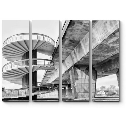Модульная картина Спиральная лестница и мост90x68