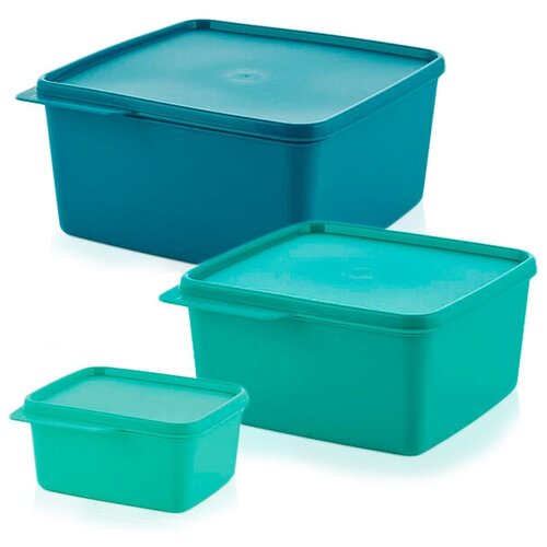 Tupperware Набор контейнеров Каскад 0,5 л/1,2 л/2,5 л, 19x19 см, синий/голубой