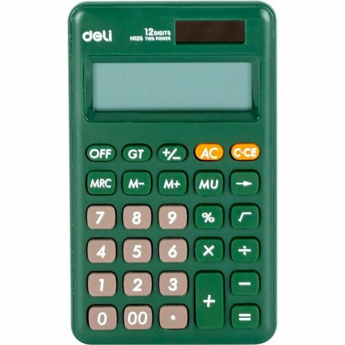 Калькулятор карманный Deli EM120WHITE зеленый 12-разр.