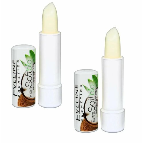 Бальзам Eveline Cosmetics для губ EXTRA SOFT bio Coconut, 2 шт