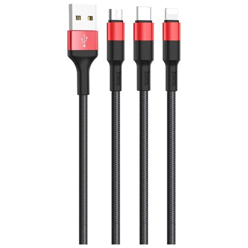 Кабель USB - Lightning 1.2м угловой Hoco U17 Capsule - Красный