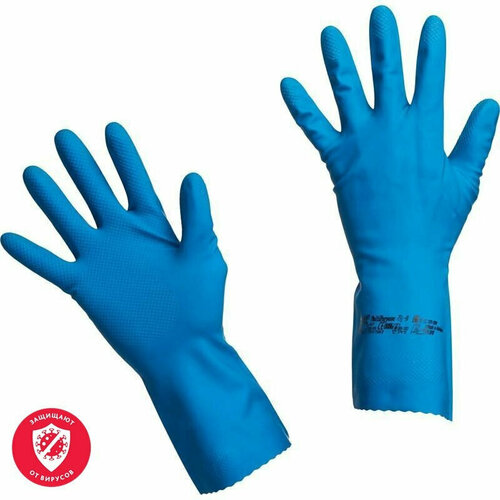 Перчатки латексные Vileda голубые размер 7 S артикул производителя 100752, 932607