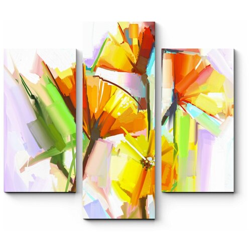 Модульная картина Цветочная импровизация в стиле импрессионизм 60x54