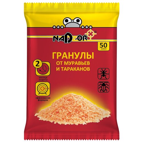 Средство от насекомых Nadzor от муравьев и тараканов GRAN123, 50 г, красный