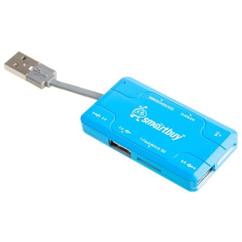 USB-концентратор  SmartBuy Combo SBRH-750, разъемов: 3, голубой