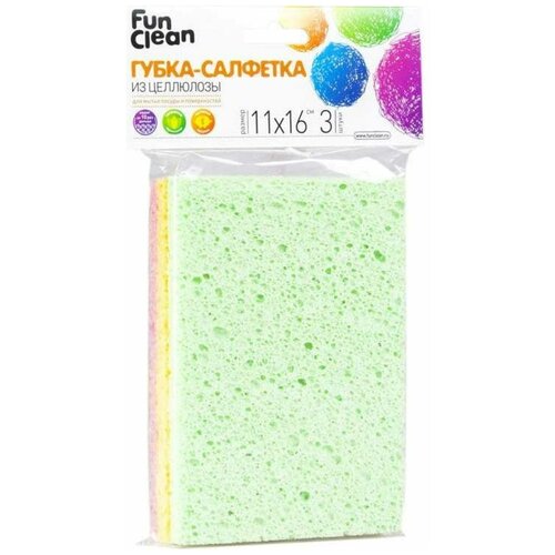 Набор губок-салфеток для мытья поверхностей "Fun Clean" (3 штуки)