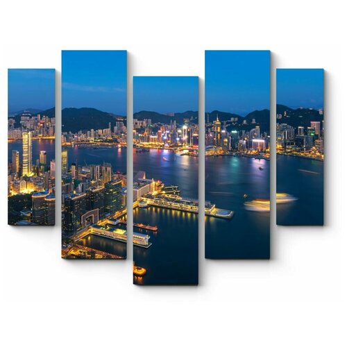 Модульная картина Сияющий ночными огнями Гонконг101x82