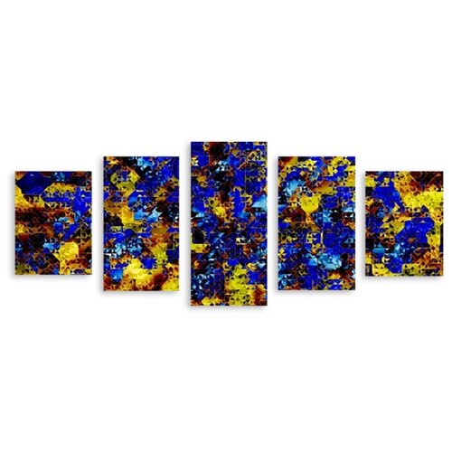 Модульная картина на холсте "Жёлто-синяя абстракция" 120x51 см