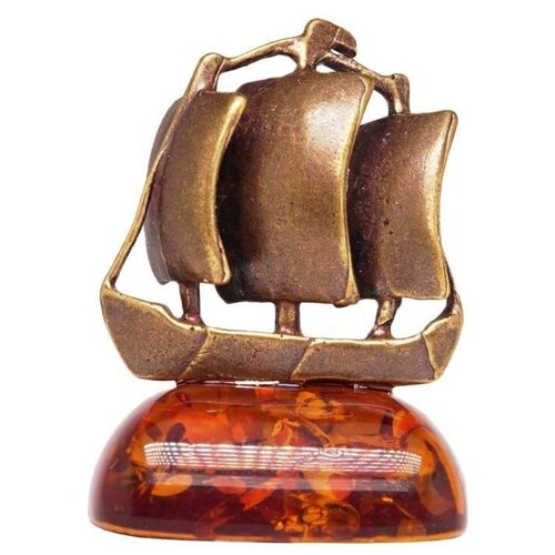 Фигурка корабль Бриг (бронза, латунь, янтарь) 511 Хорошие Вещи