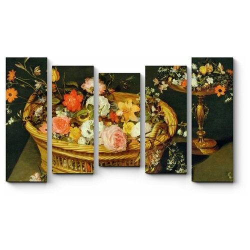 Модульная картина Корзинка с розами130x78