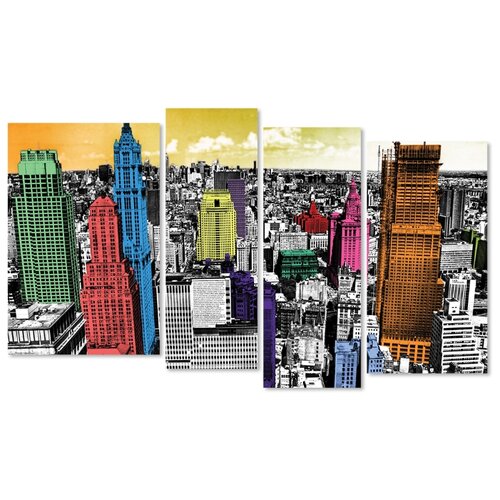 Модульная картина на холсте "Цветной Нью-Йорк" 90x56 см