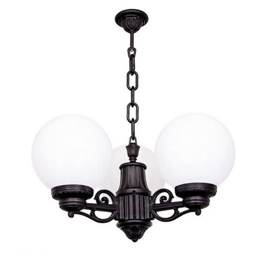 Fumagalli Уличный подвесной светильник Globe 250 G25.120.S30.AYE27, E27, 60 Вт, лампы: 3 шт., цвет арматуры: черный, цвет плафона белый