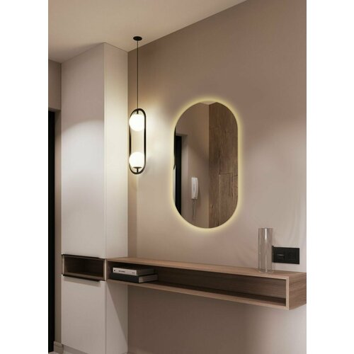 Зеркало для ванной Kapsula 80*40 овальное "парящее" с тёплой LED-подсветкой