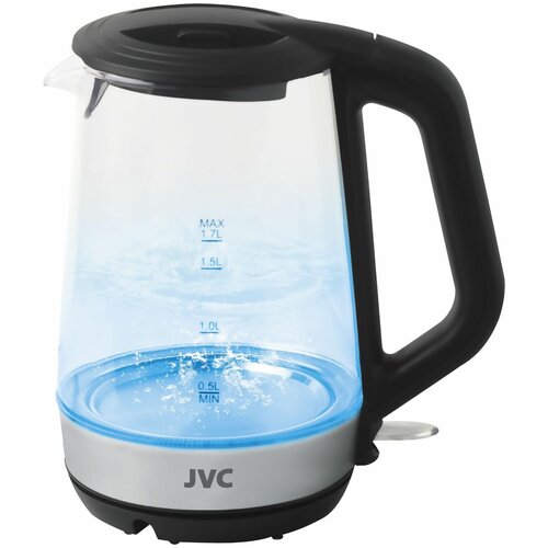 Чайник электрический JVC стеклянный 1,7 л с контроллером STRIX, фильтр от накипи, светодиодная подсветка, индикация включения, 2200 Вт