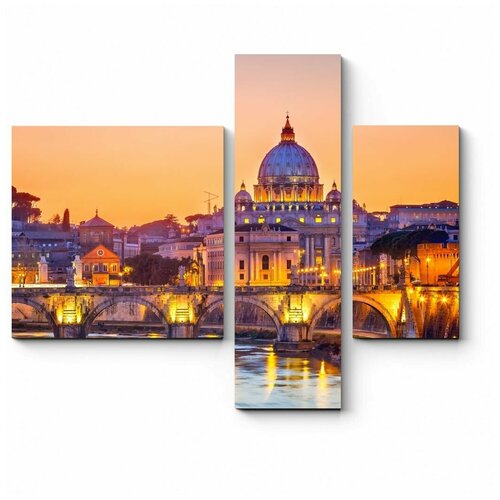 Модульная картина Собор Святого Петра в закатных красках, Рим 80x66