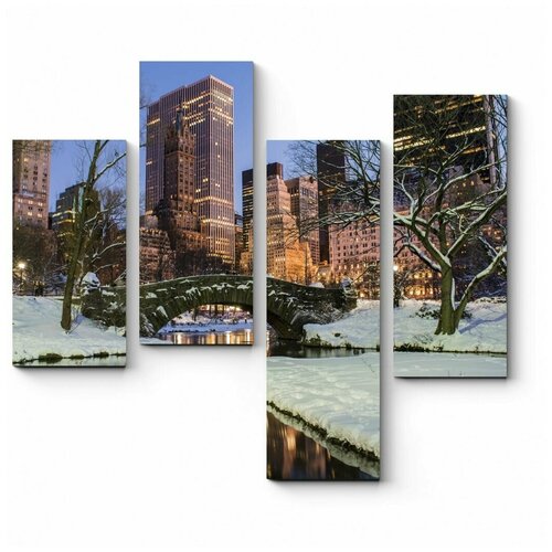 Модульная картина Зимний вид Центрального Парка104x98