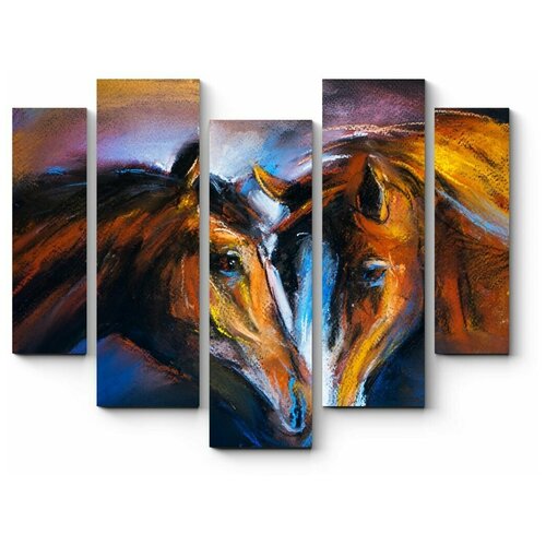 Модульная картина Влюбленные лошади 131x106