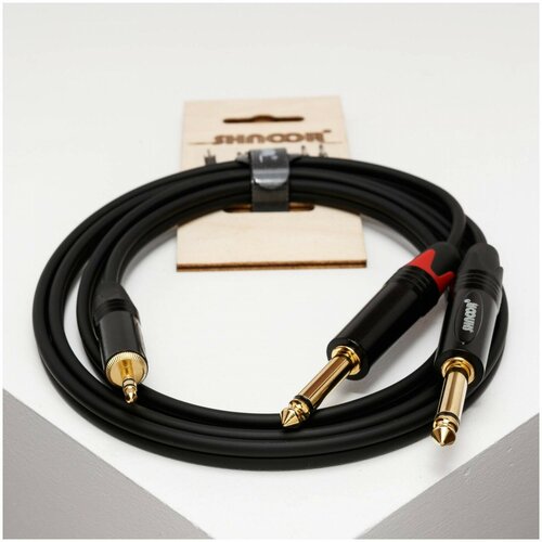 Y-кабель 3,5 мм миниджек - 2 моно-джека 6,3 мм, 2м, SHNOOR MJ2JM-2m