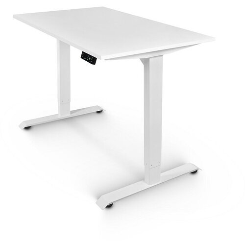 Письменный стол, Компьютерный стол STOLSTOYA регулируемый для работы сидя и стоя BAZALT белый, с электроприводом, столешница ЛДСП Белая 160x80x122 см