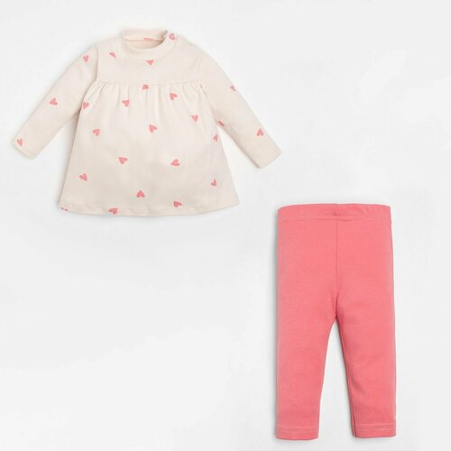 Комплект одежды Крошка Я, размер 86-92, бежевый, розовый