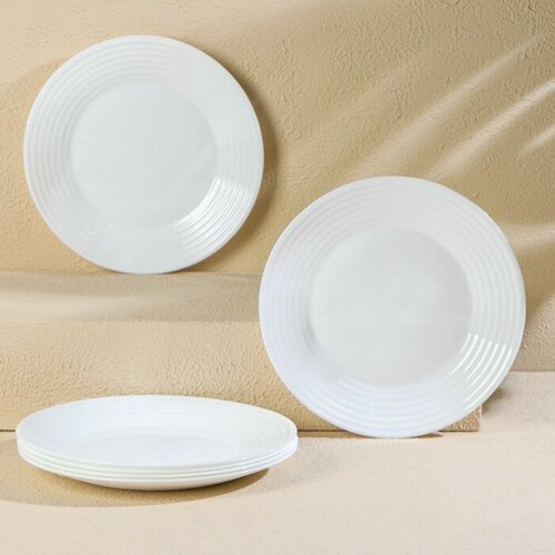 Набор обеденных тарелок Luminarc HARENA ASEAN, d=23 см, стеклокерамика, 6 шт, цвет белый