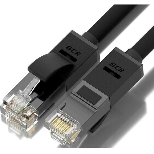 Кабель LAN для подключения интернета GCR cat5e RJ45 UTP 0.7м патч-корд patch cord шнур провод для роутер smart TV ПК черный литой