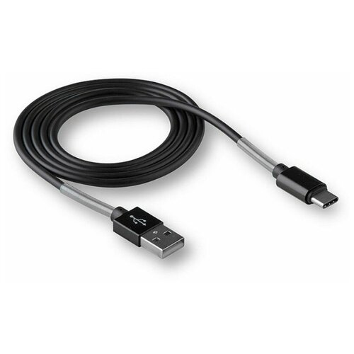 Кабель USB WALKER, TYPE-C с пружинами (2.4А), черный, длина 1м, 1 шт.