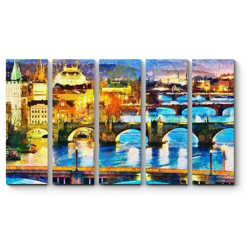 Модульная картина Величественные воды Влтавы, Прага 140x84