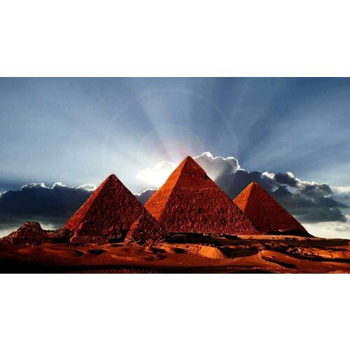 Картина на холсте 60x110 LinxOne "Египет луч пирамида" интерьерная для дома / на стену / на кухню / с подрамником