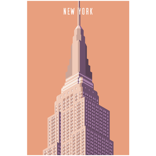 Постер / Плакат / Картина Нью-Йоркский небоскреб 40х50 см в подарочном тубусе