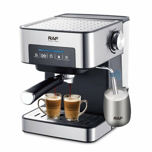 Автоматическая кофемашина RAF R136, 15 Бар, Черный/Серый/Серый Металлик.