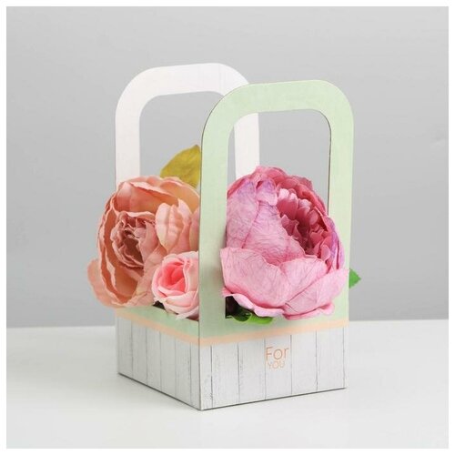 Коробка-переноска для цветов «For you», 12 × 12 × 22 см